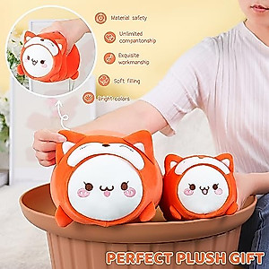 AIXINI Cute Cat Fox Plush Pillow 8” Kitten Foxes Stuffed Animal, Soft Kawaii Cat Plushie with Fox Outfit Costume, Hugging Plush Squishy Pillow Toy Gifts for Kids