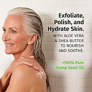 HEMPZ Sugar Body Scrub - Fragrance Free - All Natural Exfoliating Shea Butter, Sugar, and Salt - For Women, Men, and Teens - 7.3 fl oz