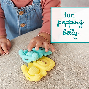 Infantino Teethimal Pop Pals - Elephant & Lion Sensory Popper Toy with Soothing Teething Textures for Infants & Toddlers, 6M+