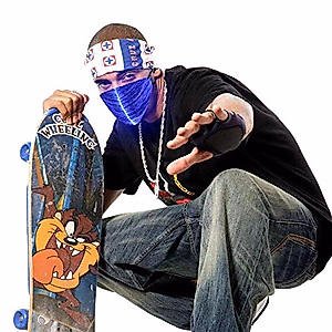 AMIMA Light up Led face mask Rechargeable Glowing Luminous 7 Color Change Dust Mask for Christmas Party Festival Masquerade Costumes Led Rave mask Black…