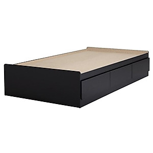 South Shore 39-Inch Vito Mates Bed with 3 Drawers, Twin, Pure Black
