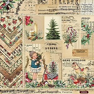 GLKTOPO Christmas Pattern Scrapbook Paper, 6 Inch Card Production Supplies, 24 Sheets Single Sided Acid-Free Cardstock Greeting Card, Handmade Gift Journaling Craft Kits (E-style)