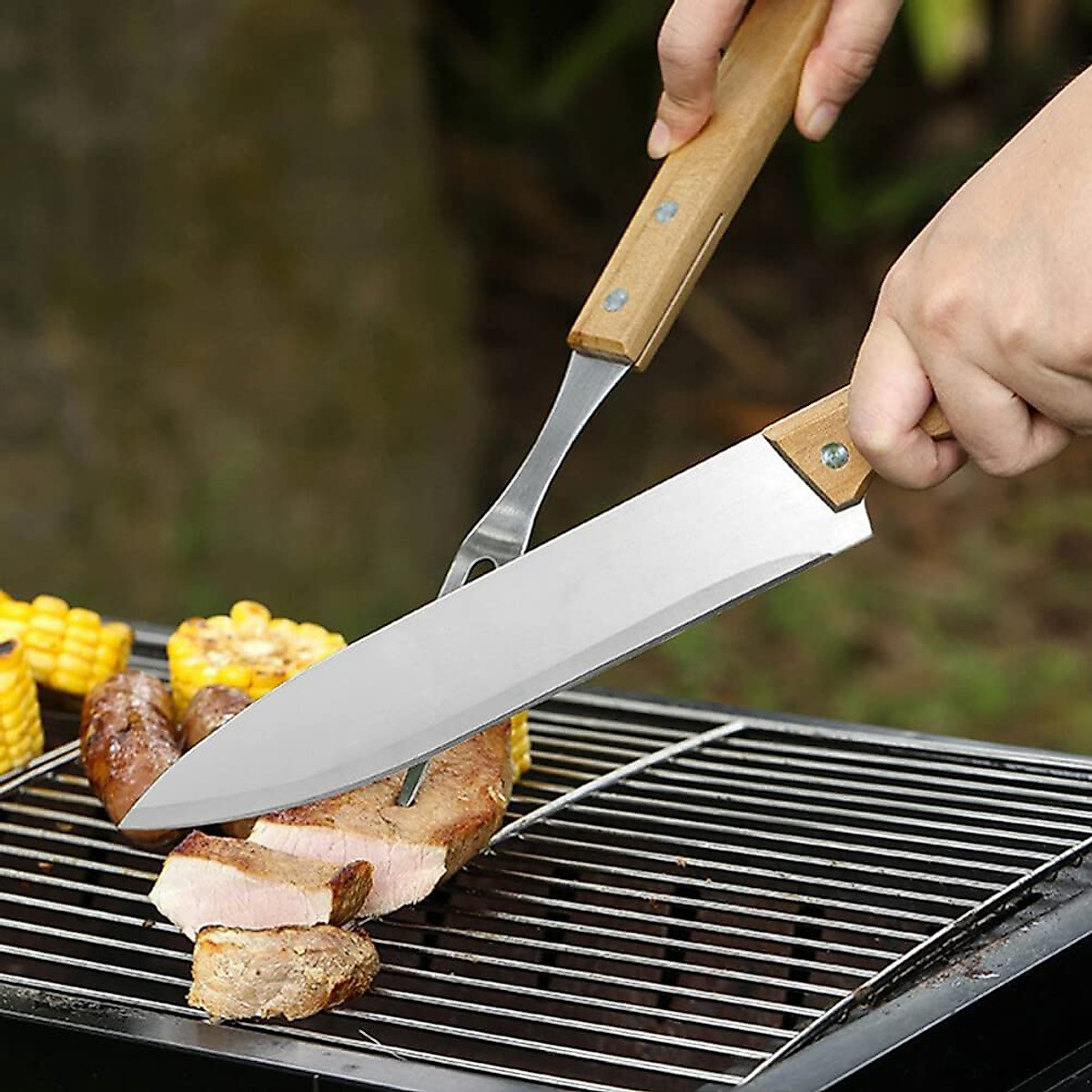 GANAZONO 1 Set Barbecue and Fork Tools BBQ Tools for Outdoor Grill Cooking Cutter Kitchen Essentials Cutter for BBQ Barbecue Grill Cutter Food Barbecue Stainless Steel Barbecue