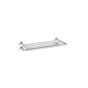KOHLER 14381-CP Purist Hotelier Bathroom Towel Shelf, Wall-Mount Towel Rack, Bathroom Towel Holder, Polished Chrome