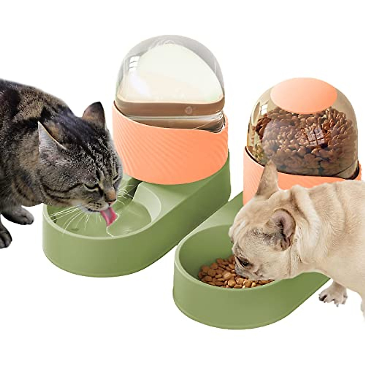 Automatic Cat Dog Feeders Cat Food and Water Dispenser Set 2L ,2 PCS Gravity Food Feeder and Water Set,Pet Food Bowl Feeder & Food Dispenser for Cat,Dogs,Puppy, Rabbit Pets Hamsters