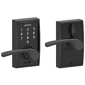 Schlage FE695-CEN-MER Century Touch Entry Leverset with Merano Lever, Matte Black