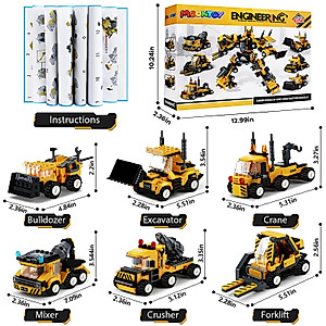 MOONTOY 718Pcs STEM Toys Building Blocks, Educational Robot Building Toys Engineering Construction Vehicle Truck DIY Building Kit Gifts for Preschool Kids Boys Girls 6 7 8 9 10 11 12 13 14 Years Old