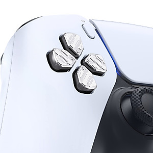 eXtremeRate Silver Metal Dpad ABXY Buttons for PS5 Controller, Custom Replacement Aluminum Action Buttons & Direction Keys for PS5 Controller - Controller NOT Included