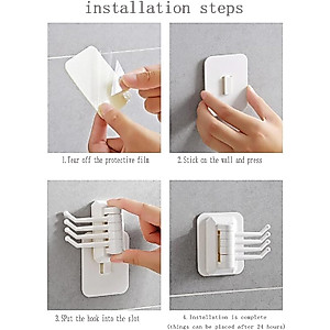 Jowxsx White Self Adhesive Hook Multifunctional Wall Hooks,Punch Free Strong Sticky Utility Heavy Duty Hook,Coat Towel Seamless Hook,Waterproof Hanger for Bathroom,Kitchen,Home Hardware