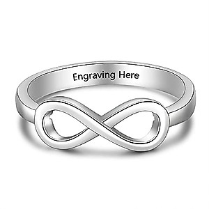Roy Rose Jewelry Custom Engravable Infinity Ring in Silver Color for Best Friends, Birthday Gift, Mother's Day Gift, Promise Ring (5.5)