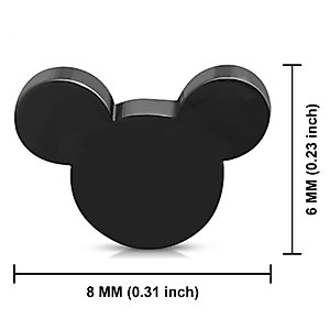 Black Stainless Steel Tiny Mouse Silhouette Button Stud Post Earrings