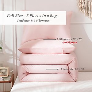 HAOWANER Handcrafted Non-Migrating Fill Light Pink Comforter Full Size Comforter Set, Pink Full Size Comforter Set, Full Bed Comforter Full Size Pink Comforter Set Full, Girls Comforter Sets Full