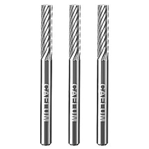 CAELUM Cylinder Tungsten Carbide Cutter, High-Performance Rotary Carving Bit, Metal Grinding Carving Tool Drill Bits, 1/8 in Shank Diameter for Die Grinder Kits, Silver, 3 Pcs