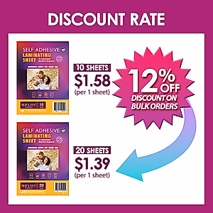 Self Adhesive Laminating Sheets 11 x 17 inch, 10 Pack, 4mil Thickness, No Heat, No Machine Laminating Sheets Self Sealing by HA SHI