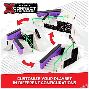 Tech Deck, Nyjah Skatepark X-Connect Park Creator, Massive Customizable Skatepark Ramp Set with Exclusive Fingerboard, Kids Toy for Ages 6 and up