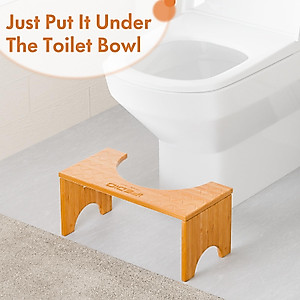 iFedio Toilet Stool, Poop Stool,Bamboo 7 Inch Toilet Potty Stool, Foldable Squat Stool Potty with Anti Slip Layer,Toilet Stool Squat Adult