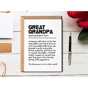 EdgarGifts Great Grandpa Definition Card - Grandparents' Day Card From Granddaughter Grandkids - Birthday Card For Grandfather - I Love You Grandpa
