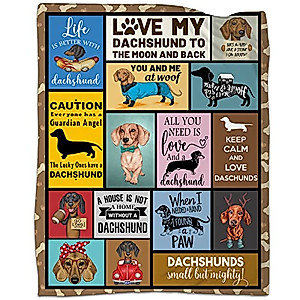 Birthday Gifts for Women, Dachshund Gifts for Dachshund Lovers, Dachshund Blanket and Throws, Cute Animal Pattern on Soft Flannel Fleece Blankets Birthday Gifts for Boys and Girls 60"x50"