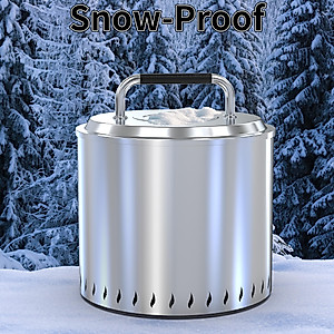 PARTAKER Stainless Steel Fire Pit Cover Lid for Solo Stove Bonfire, 19.5" Portable Fire Pit Cover with Heat-Resistant Handle, Outdoor Wood Burning and Low Smoke Camping Stove Accessory