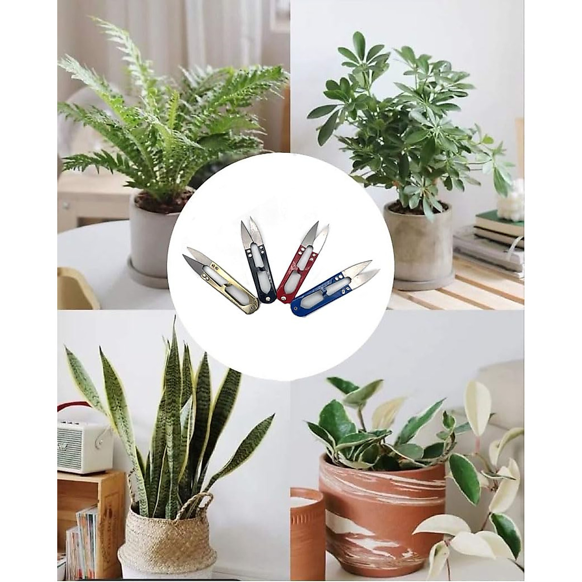 ZTOES 4 PCS Sewing Scissors, U-shaped Yarn Thread Scissors, Thread Snips Crochet Scissors for Stitch, 4.1 Inch Bonsai Pruning Scissors, Gardening Clippers Flower, Mini DIY Supplies, Art Project