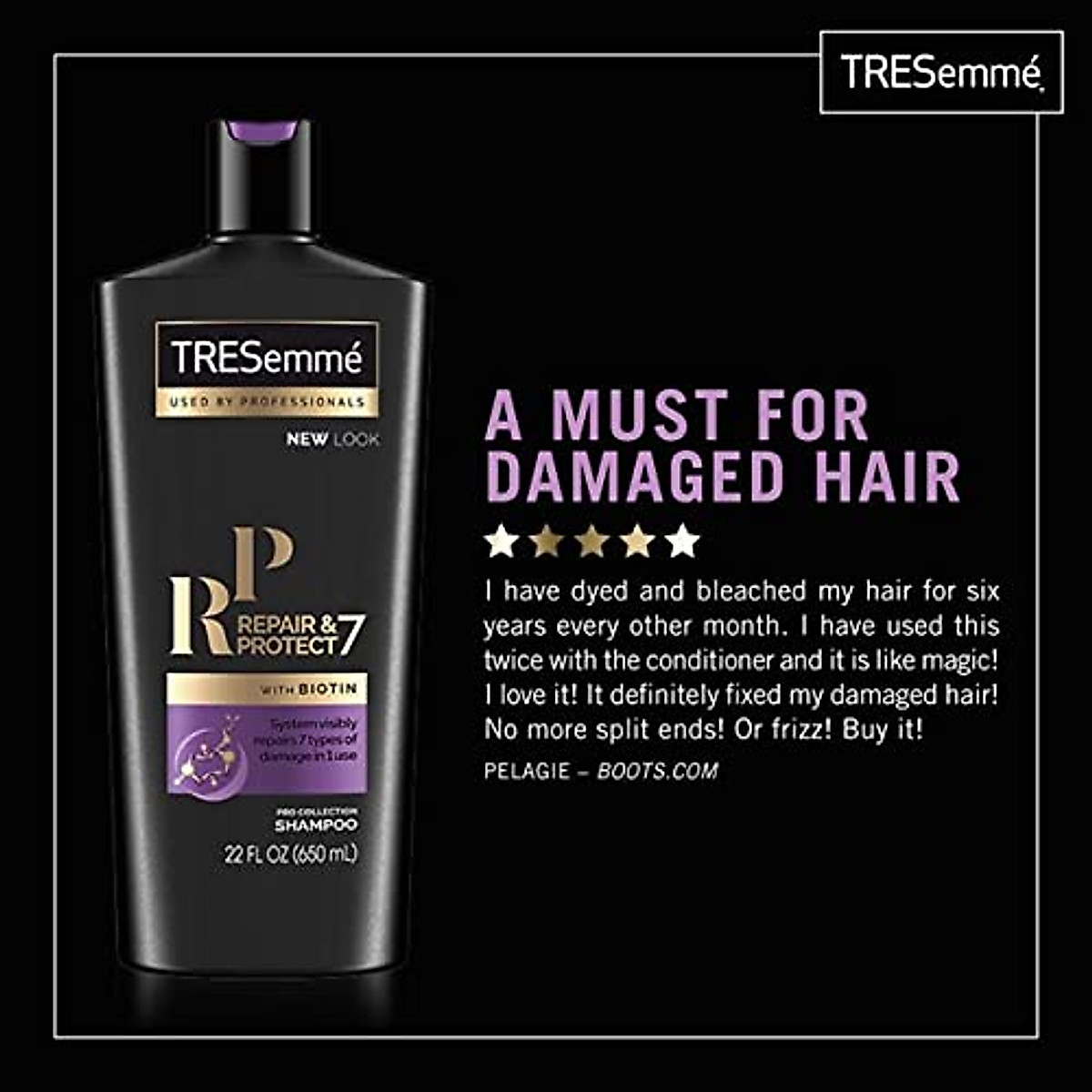 TRESemme Shampoo and Conditioner Set, Repair & Protect 7 with Biotin, Visibly Repairs 7 Types of Styling Damage and Strengthens Hair, 22 Fl Oz each