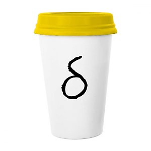 PUROXX greek alphabet delte black coffee tea mug pottery cup yellow lid