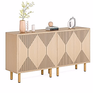 LITTLE TREE Sideboard Buffet Modern Storage Cabinet with Doors Brown