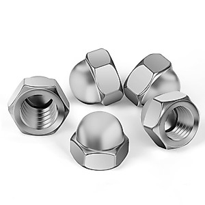 1/4-20 Acorn Hex Cap Dome Head Nuts, 304 Stainless Steel 18-8, Bright Finish, Pack of 50