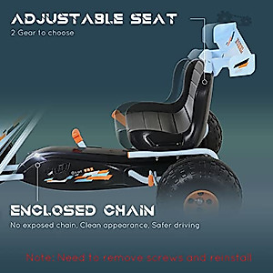 Aosom Pedal Go Kart Children Ride on Car Cute Style with Adjustable Seat, Plastic Wheels, Handbrake and Shift Lever, Light Blue