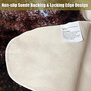 Faux Fur Cowhide Rug 6.2 x 8.3 ft, Cow Print Area Rug Cute Animal Printed Carpets for Bedroom Living Room Rustic Western Home Decor, No Shedding and Easy to Clean