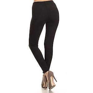 Leggings Depot Womens 1" Waistband High Waisted Solid Leggings Pants (Full Length, Black, 1X-3X)