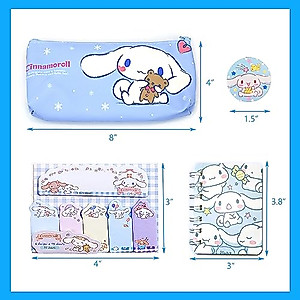 Cute Cinnamoroll School Supplies Set Kawaii Office Supplies Gift Set Including Gel Ink Roller Pens Stickers Pencil Case ID Badge Stickers Button Pins Key Chain Phone Chain Phone Ring Holder