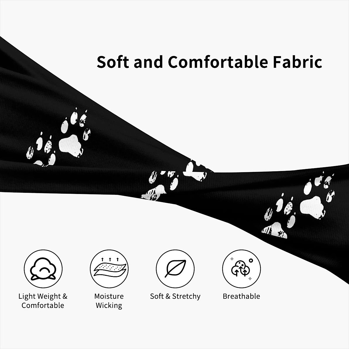 Workout Headbands for Men Women Dog Paw Print Fashion Hair Bands Cycling Sweat Bands