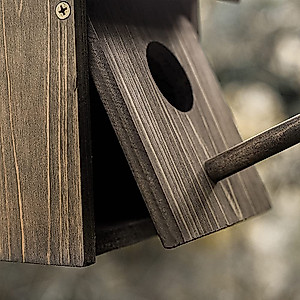NATUREYLWL Wooden Bird House Wood Bird House for Outside with Pole for Finch, Bluebird, Cardinals, Hanging Birdhouse Garden Country Cottages