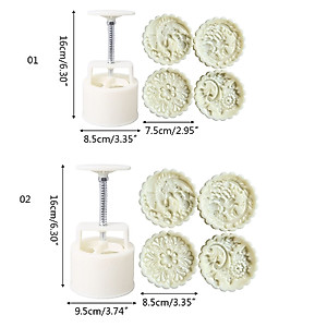BYNNIX Mooncake Mold, 150g/200g Flower Shape Plastic Mooncake Molds Moon Cake Mold DIY Baking Accessories Kitchen Tools for Mid-Autumn Festival