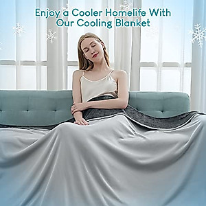 Cottonblue Cooling Blanket Queen Size, Summer Blankets for Hot Sleepers & Night Sweat, Fleece Lightweight Blanket Cool Blanket for Bed Couch, Reversible Throw Blanket for All Season, Grey, 79"*91"