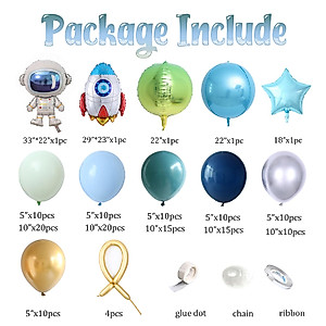 Outer Space Birthday Decorations 152pcs Universe Astronaut Theme Balloons Arch Kit Astronaut Rocket Navy Blue Foil Latex Balloons For Boys Kids Birthday Party Baby Shower Decor