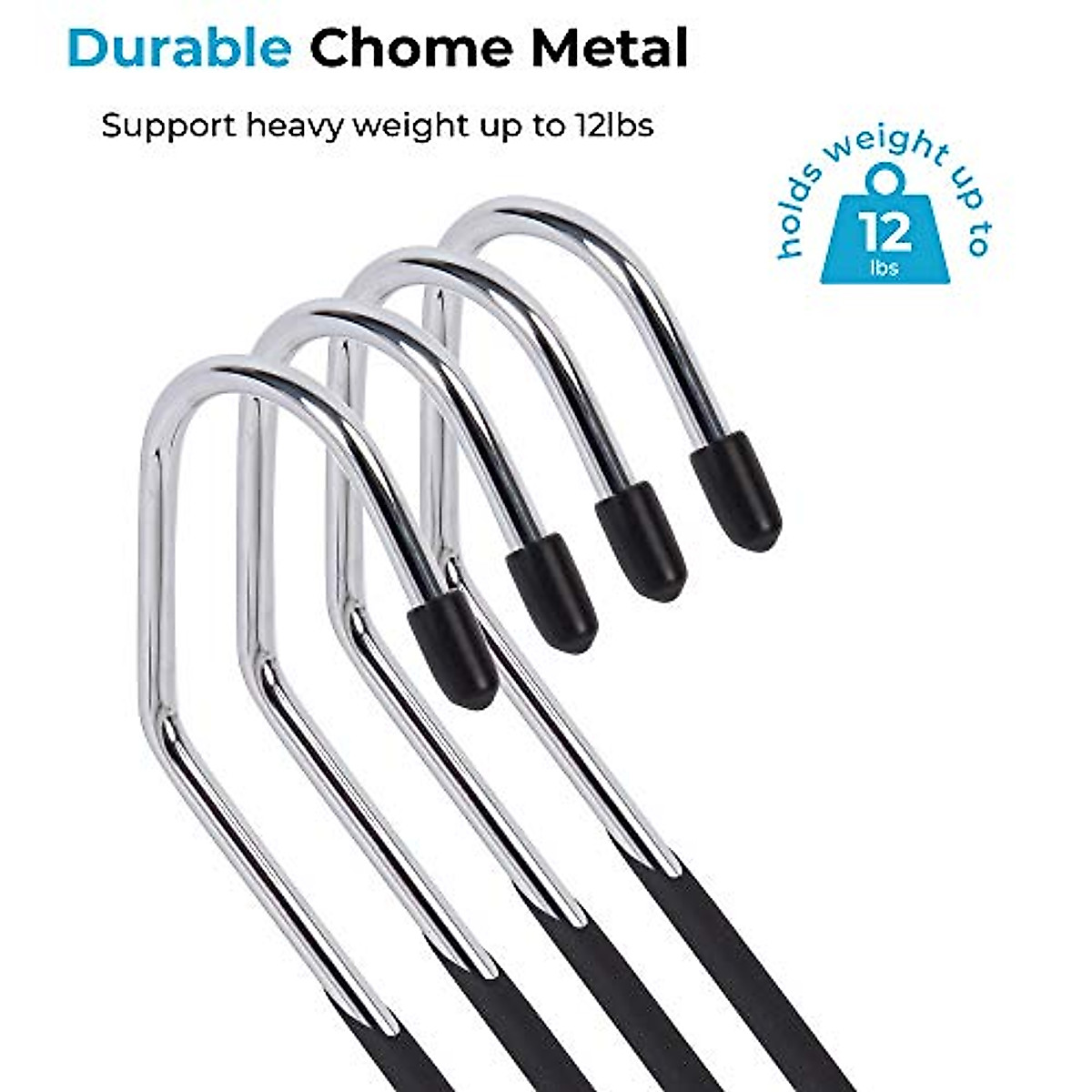 JS HANGER Non Slip Pants Hangers 20 Pack Open Ended Easy Slid Slacks Hangers, Durable Anti-Rust Space Saving Metal Jeans Hangers, Chrome and Black Friction