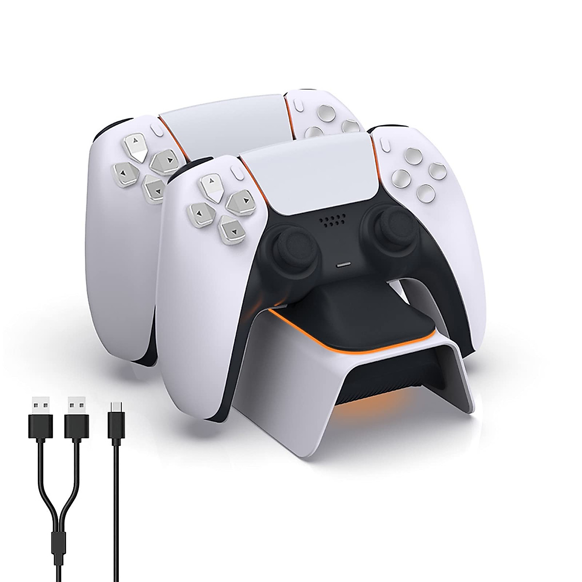 Controller Charging Station, SEVENKA Charger Dock, Fast Charging Stand Compatible with PlayStation 5/PS5 Dualsense Controller, Dual USB C Fast Charging for Dual Controller