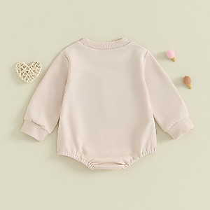 Chloefairy Baby Girl Boy Football Outfit Game Day Football Sweatshirt Romper Oversized Bodysuit Fall Winter Clothes (Apricot-GAME DAY embroidery, 6-12 Months)