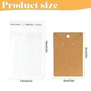 Dohia Earring Display Cards with Bags 3.5x2.36 Inch Earring Display Holder Cards Blank Paper Cards Sturdy Earring Cards for Earrings Necklace Jewelry Displaying D2-SSNPK