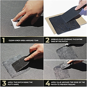 Trampoline Repair Patch Kit 4 x 4 Square Patches for Repairing Holes or tears in a Trampoline Mat (Square)