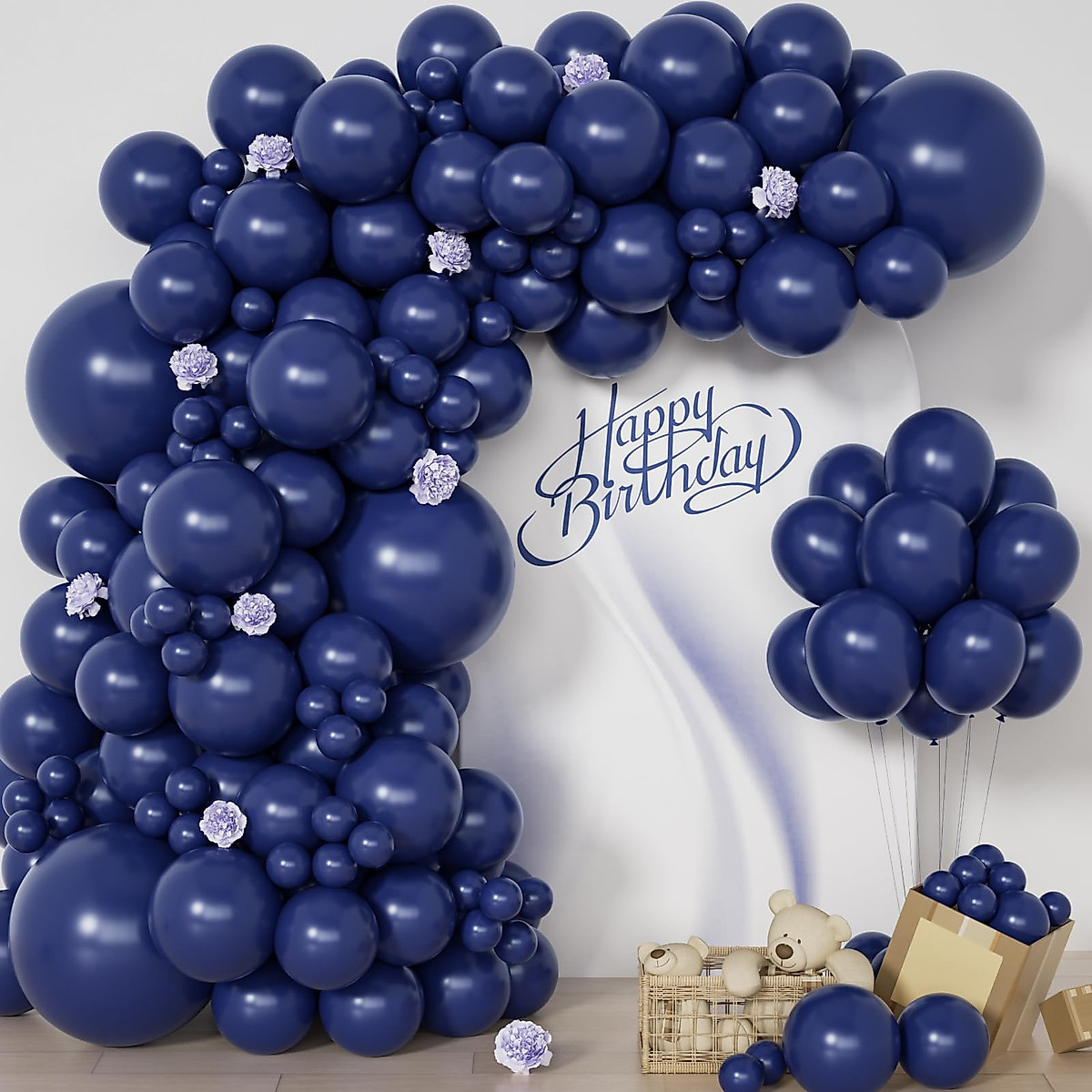 Navy Blue Balloons Arch Kit Include the Plastic Strip-129pcs Different Sizes 18, 12,10,5inches Navy Blue Balloons Garland for Graduation Baby Shower Wedding Holiday Balloon Birthday Party Decoration…