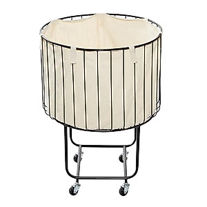 Deco 79 Metal Round Storage Cart with Wheels, 19" x 19" x 26", Black