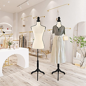 DRDINGRUI Female Dress Form,Sewing Mannequin Body, Torso Body with Tripod Wood Base for Clothes Display,Window Display