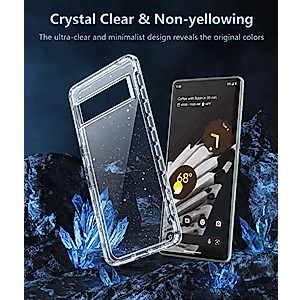 PUJUE for Google Pixel 7-Pro Clear Case: Pixel 7 Pro Dual Shockproof Protective Cell Case | Anti-Yellowing Silicone TPU | Full Protection Slim Bling | Clear Bumper Rubber Cell Phone Cover