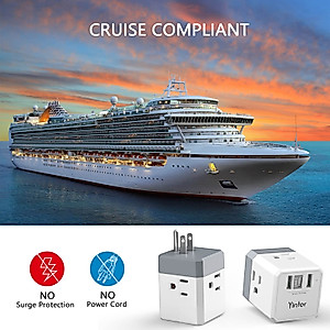 Multi Plug Outlet, Yintar 3-Outlet Extender USB Wall Charger with 3 USB Ports(2U1C), No Surge Protector for Cruise Ship, Home, Office, ETL Listed, Ideal Stocking Stuffers for Adults