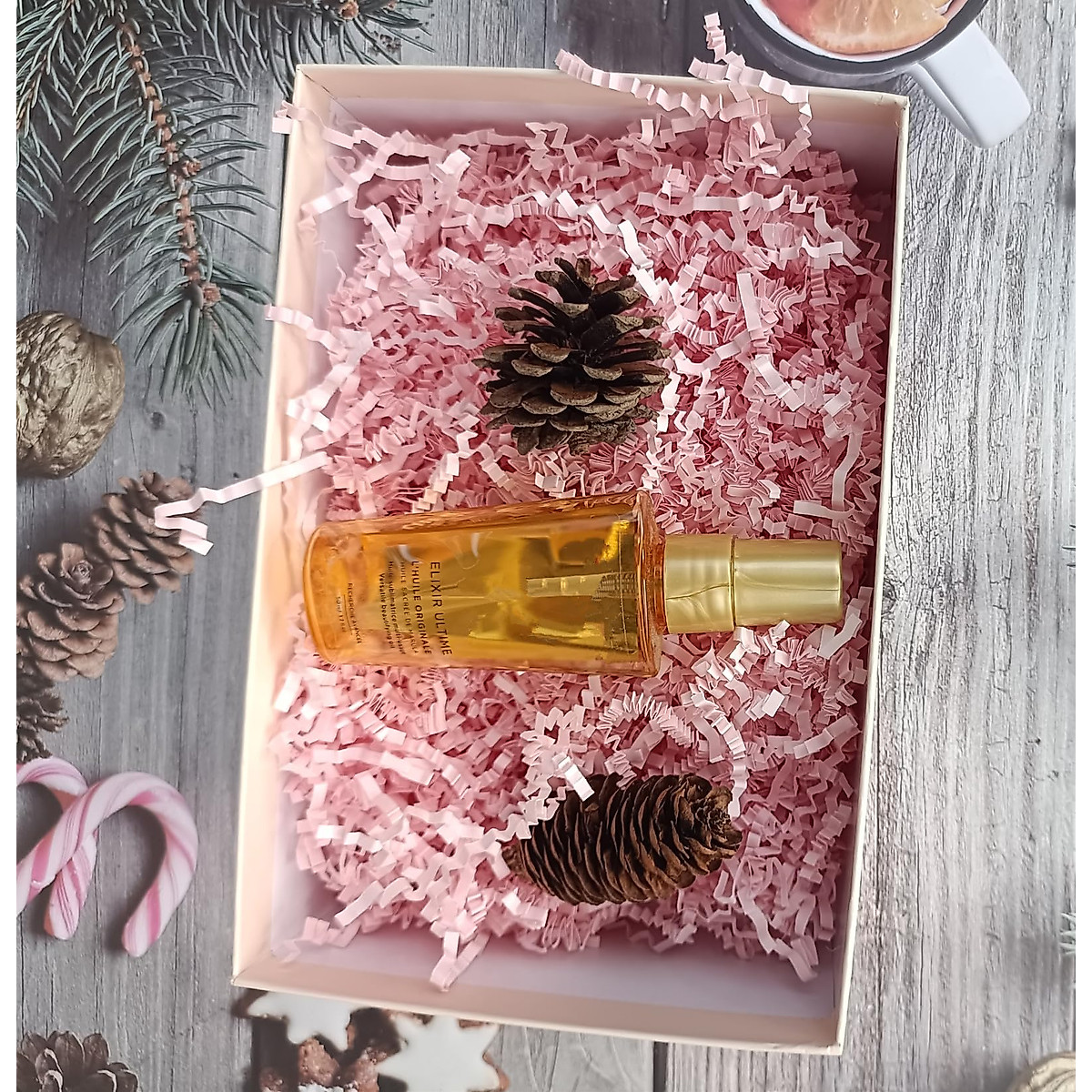 4OZ Crinkle Cut Paper Shredded Paper for Gift Box Baskets Filler, Pink Crinkle Cut Paper Shred Filler Confetti for Packaging