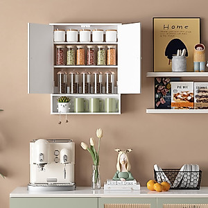 IANUE Bathroom Cabinet - Over The Toilet Storage Cabinet White Medicine Cabinet, Bathroom Wall Cabinet with 2 Doors and Adjustable Shelves, Small Wall Mounted Cabinet for Bathroom, Kitchen, Laundry