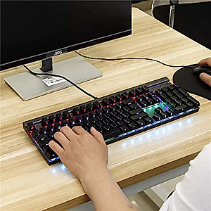 Teerwere Gaming Keyboard 104 Key Outemu Blue Switch Side Printed RGB Mechanical Gaming Keyboard Full Color Backlit System Mechanical Gaming Keyboard (Color : Black, Size : One Size)